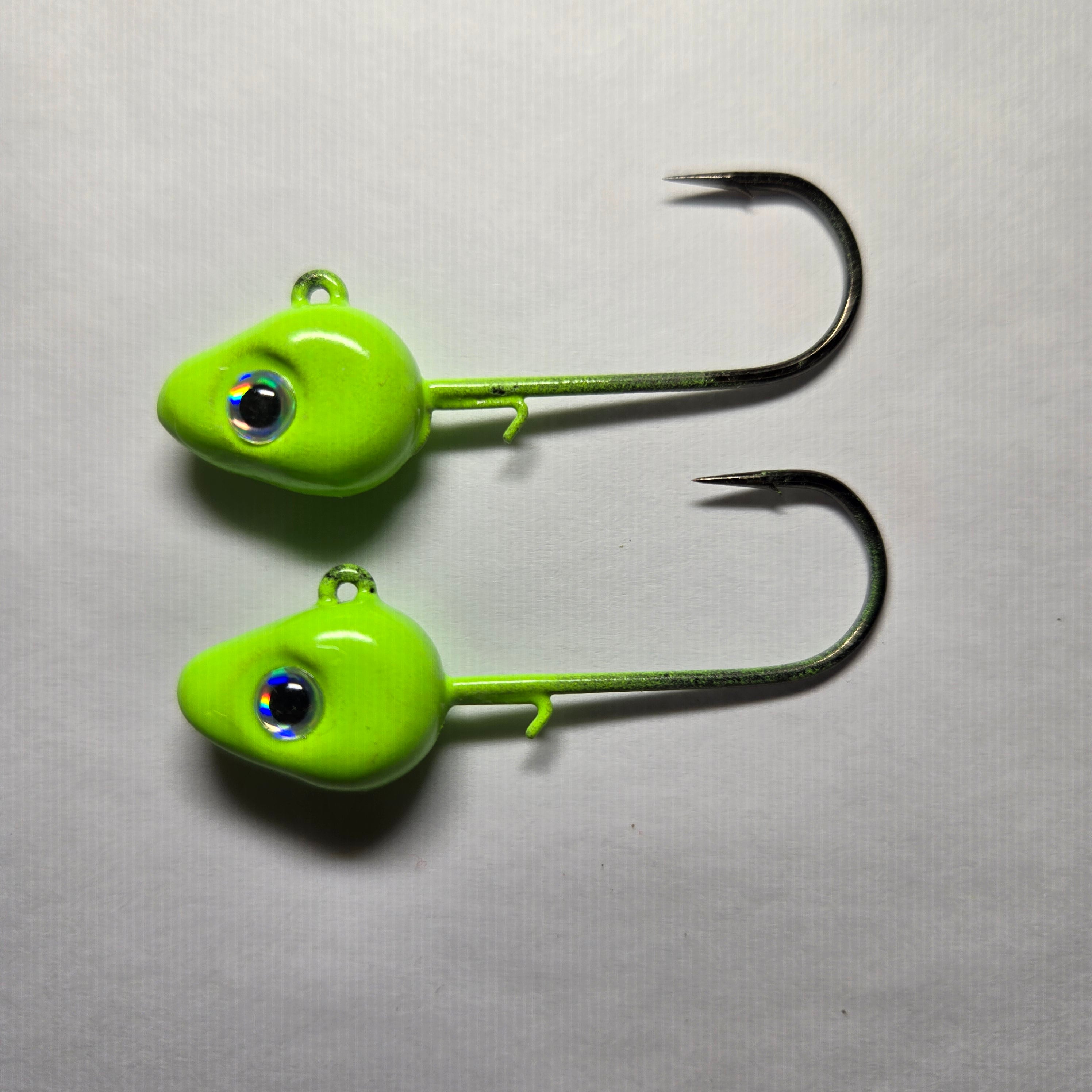 3/8 Ounce Lead Free 3/0 HD Chartreuse Glow Jig - Qty 2 – Bend It Fishing